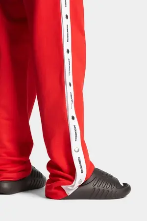Dsquared2 Cotton Fleece Trousers With Side Button Detail - Red