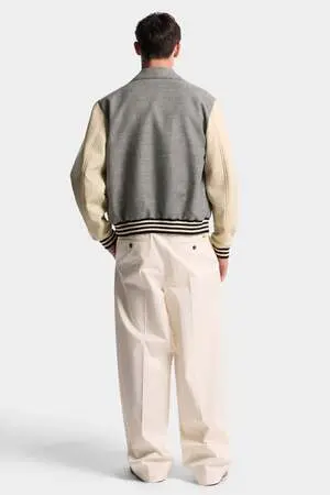 Dsquared2 Easy Zoot Cotton Twill Pleated Wide Leg Trousers - White