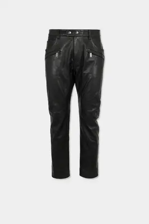 Dsquared2 Genuine Calfskin Leather Biker Pants - Black