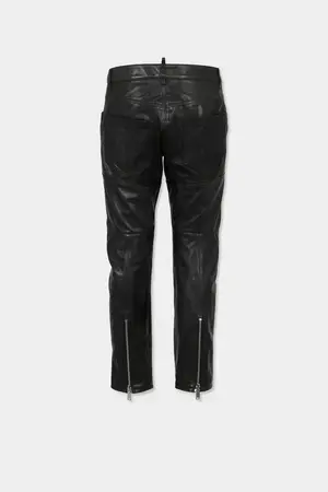 Dsquared2 Genuine Calfskin Leather Biker Pants