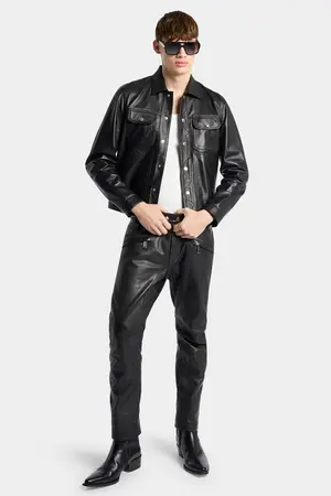 Dsquared2 Genuine Calfskin Leather Biker Pants