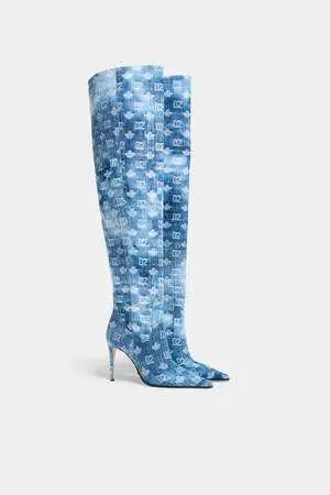 Dsquared2 Over The Knee Monogram Heeled Boots