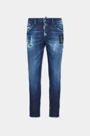 Dsquared2 Dark Wash Skater Jeans With Distressing - Blue