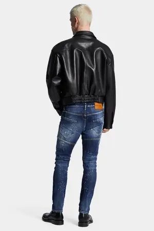 Dsquared2 Medium Red Spots Wash Tidy Biker Jeans - Blue