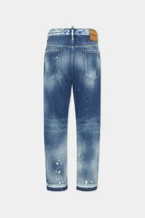 Dsquared2 Medium Wash Patchwork Distressed Jeans