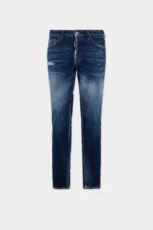 Dsquared2 Medium Wash Paint Splatter Denim Jeans - Blue