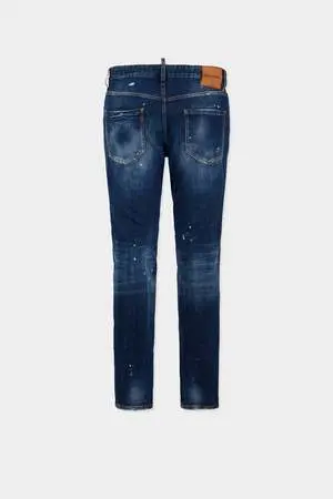 Dsquared2 Medium Wash Paint Splatter Denim Jeans - Blue