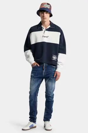 Dsquared2 Medium Wash Paint Splatter Denim Jeans - Blue