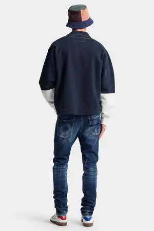 Dsquared2 Medium Wash Paint Splatter Denim Jeans - Blue