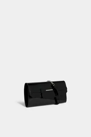 Dsquared2 Patent Leather Clutch With Chain Strap - Black
