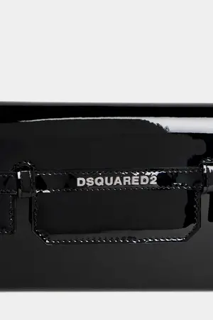 Dsquared2 Patent Leather Clutch With Chain Strap - Black