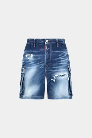 Dsquared2 Medium Ripped Knee Wash 64 Tag Shorts - Blue