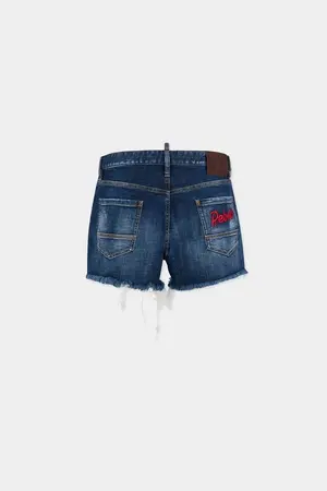 Dsquared2 Dark Wash Embroidered Denim Shorts