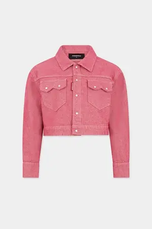 Dsquared2 Oxford Denim Boxy Jean Jacket - Red