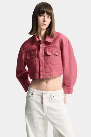 Dsquared2 Oxford Denim Boxy Cropped Jacket