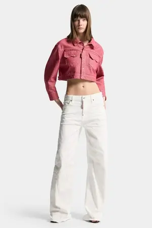 Dsquared2 Oxford Denim Boxy Cropped Jacket