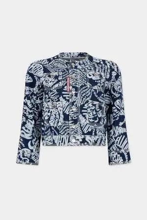 Dsquared2 Dark Flower Wash Mini Kaban Denim Jacket - Blue