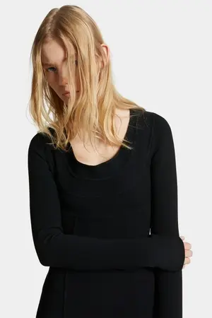 Dsquared2 Ribbed Long Sleeve Bodycon Dress