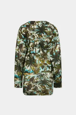 Dsquared2 Monkey Business" Print Cotton Voile Shirt Dress