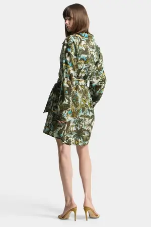 Dsquared2 Monkey Business" Print Cotton Voile Shirt Dress
