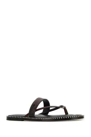 Dries Van Noten Brown Leather Thong Slippers