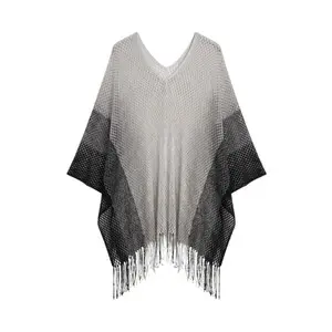 Saachi Metallic Fringe Poncho
