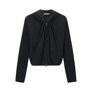 Alexander Wang Pleated Neckline Hoodie - Black