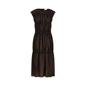 AMOMENTO Nylon Shirring Dress - Brown