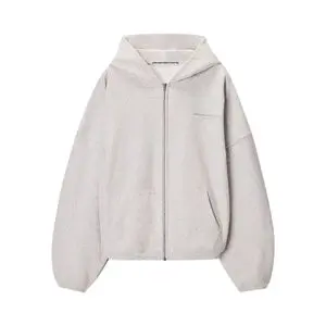 Alexander Wang Allover Hotfix Oversized Zip-up Hoodie 'light Heather