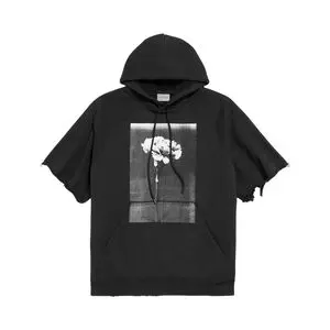 Balenciaga Raglan Cut-off Sleeve Hoodie - Black