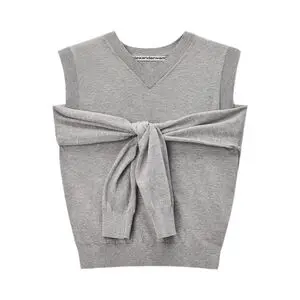 Alexander Wang Sleeveless V-neck Cardigan With Tie Detail - Grey