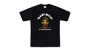 A BATHING APE Abc Army Green Camo Baby Milo Hoodie Tee Shirt - Black