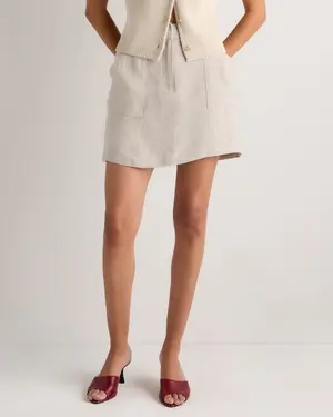 Quince 100% European Linen Utility Skort - Flax