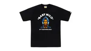 A BATHING APE Abc Blue Camo Baby Milo Hoodie Tee Shirt - Black