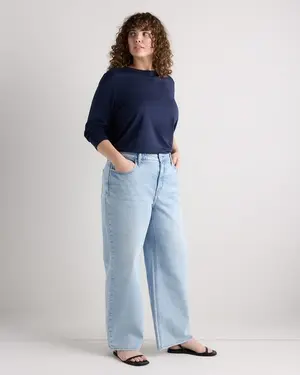 Quince Bella Stretch Relaxed Straight Jeans 28 - Cool Blue
