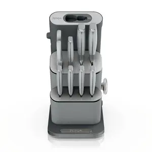 NINJA Neverdull 10-piece German Steel Knife Set With Removable Sharpener - Light Grey