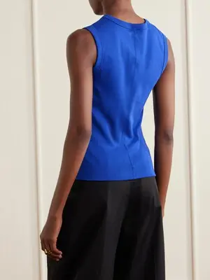 FLORE FLORE Ribbed Organic Cotton-jersey Tank - Blue