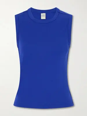 FLORE FLORE Ribbed Organic Cotton-jersey Tank - Blue