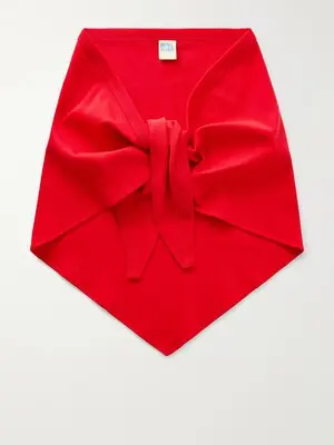 FLORE FLORE Frayed Organic Cotton Scarf - Red