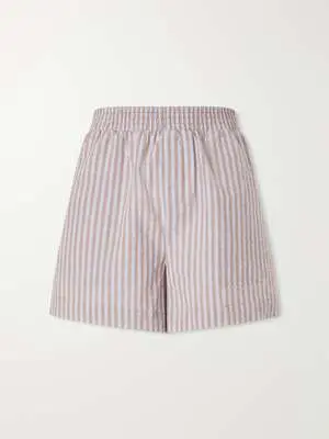 Varley Darina Striped Seersucker Cotton-blend Shorts