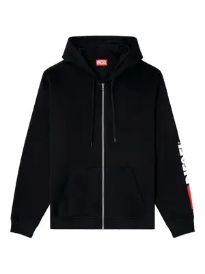 DIESEL® Full Zip Hoodie With Logo Detail