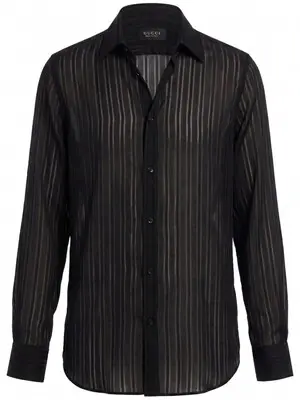 Gucci Silk Striped Gauze Shirt