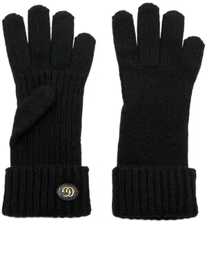 Gucci Wool And Cashmere Gloves With Double G Detail - Black