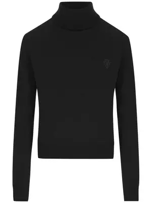 Gucci Wool Turtleneck With Embroidery - Black