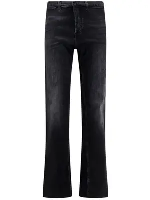 Gucci Cotton Denim Pants With Web Ribbon - Black