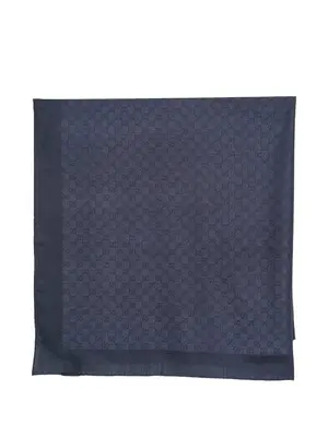 Gucci Gg Jacquard Wool And Silk Shawl - Blue