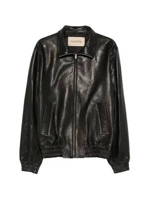 Valentino Garavani Leather Bomber Jacket - Black