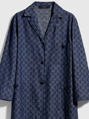 Gucci Cotton Gg Jacquard Denim Jacket - Blue