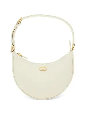 Valentino Garavani Vlogo Signature Mini Hobo Bag In Garnet Calfskin - White