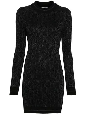 Palm Angels Monogram Jacquard Mini Dress - Black